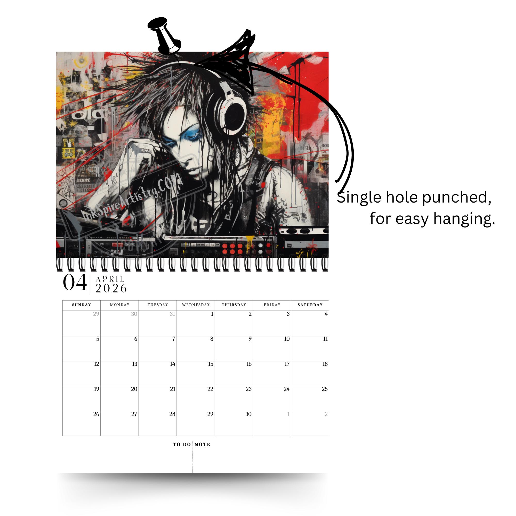 2026 Punk Rock Calendar: Spiral Bound Monthly Planner - Etsy