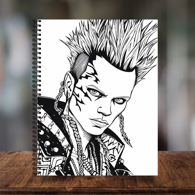 Punk Rock Coloring Book Rocker Coloring Book Old School Punk Rock Heavy ...