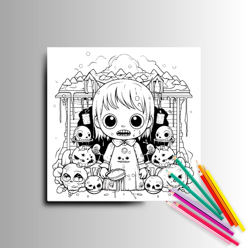 Creepy Kawaii Coloring Pages Spooky Coloring Pages Creepy Prints ...