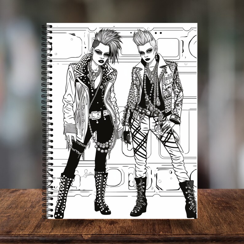 Punk Rock Coloring Book Rocker Coloring Book Old School Punk Rock Heavy ...
