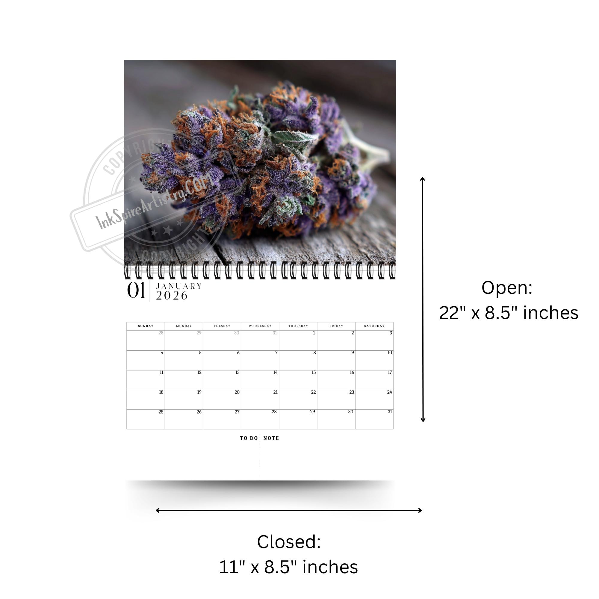 2026 Wall Calendar: 12 Month Weed Stoner Calendar for Home, Office, or ...