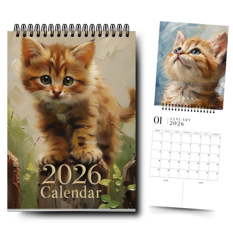 Cat 2026 Wall Calendars - Etsy