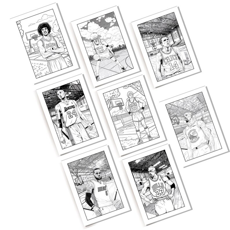 Basketball Coloring Pages: 90 Slam Dunk Grayscale Coloring - Printable ...