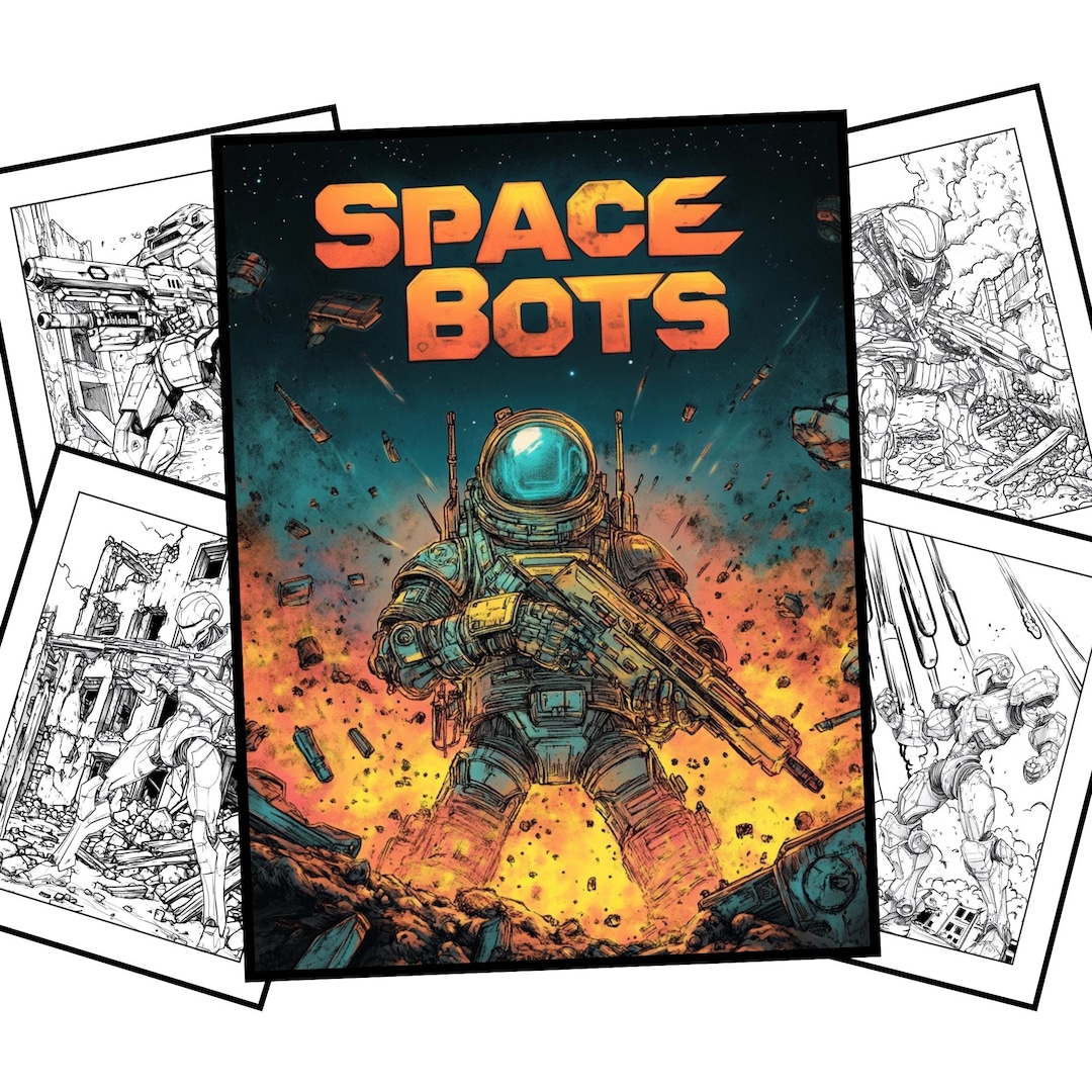 Space Robot Coloring Book: 50 Sci-fi Art Pages (digital Download) - Etsy