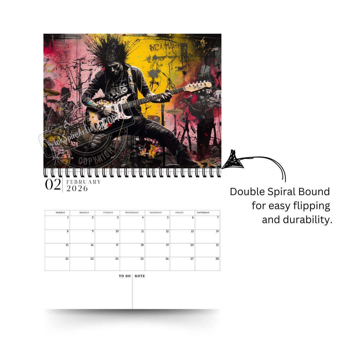2026 Punk Rock Calendar: Spiral Bound Monthly Planner - Etsy