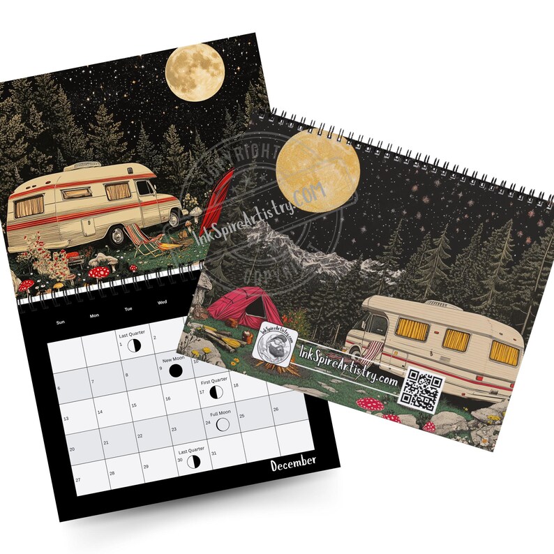 2026 Wall Calendar | A Camping Themed Monthly Calendar With Moon Phases ...