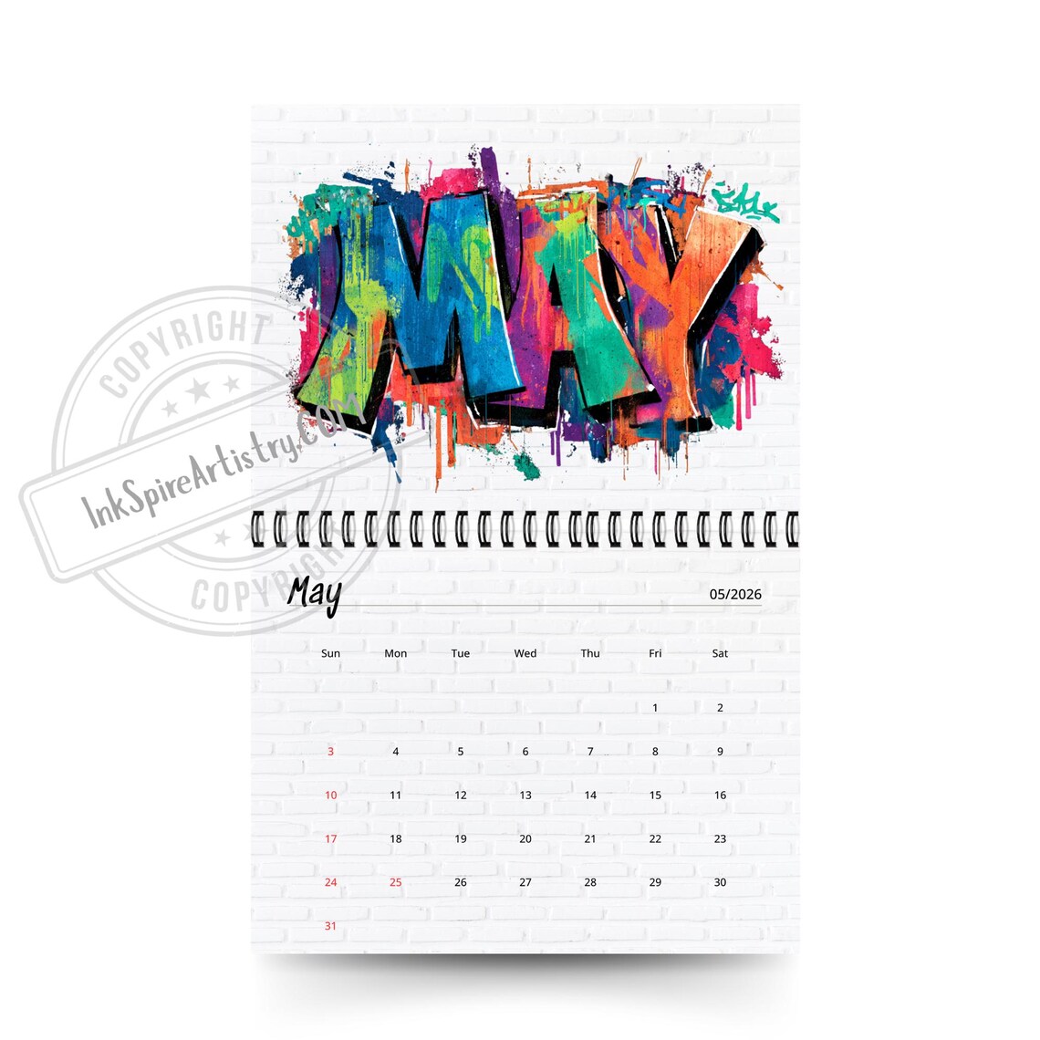 2026 Hip-hop Graffiti Calendar: 12-month Wall Planner - Etsy