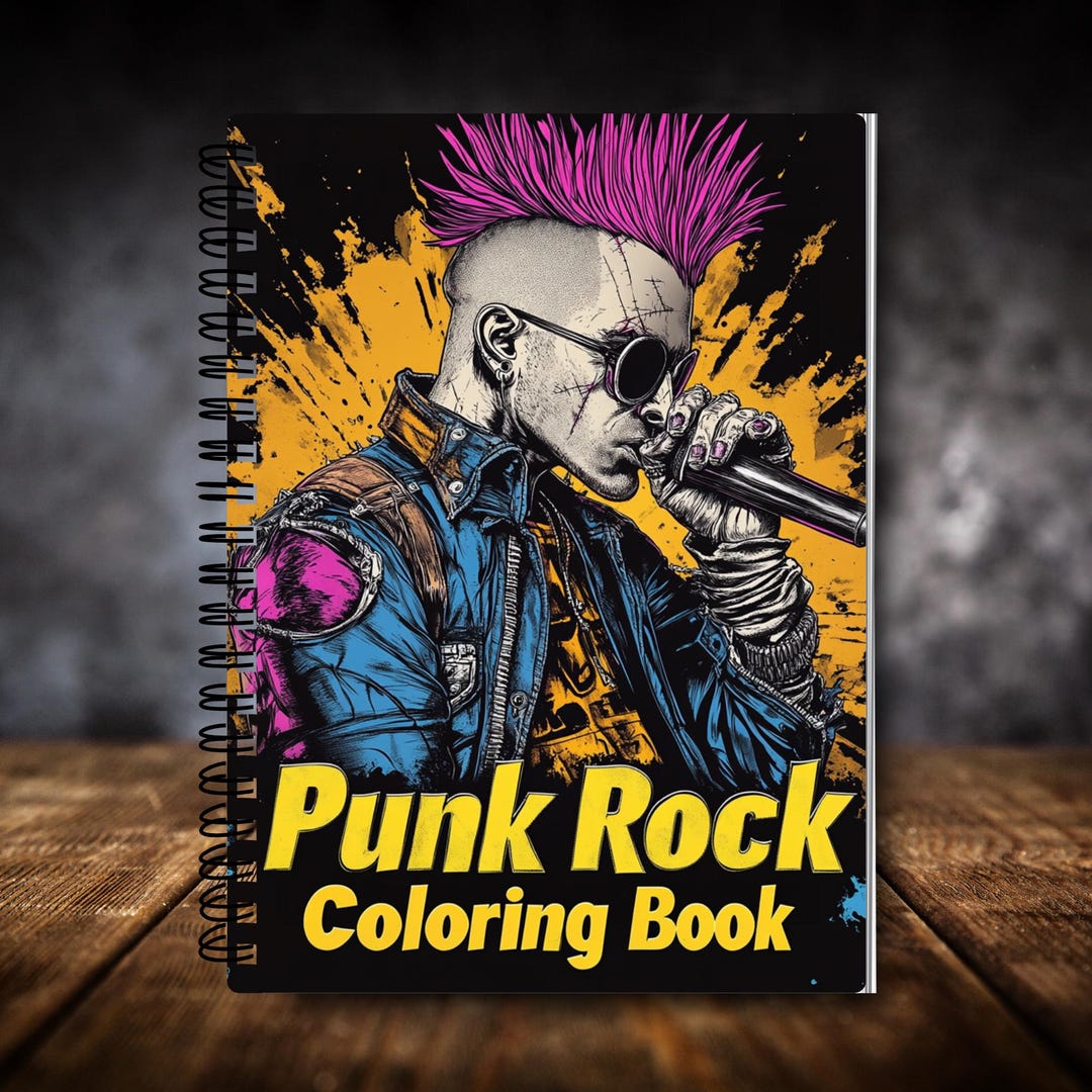 Punk Rock Coloring Book Rocker Coloring Book Old School Coloring 80's ...