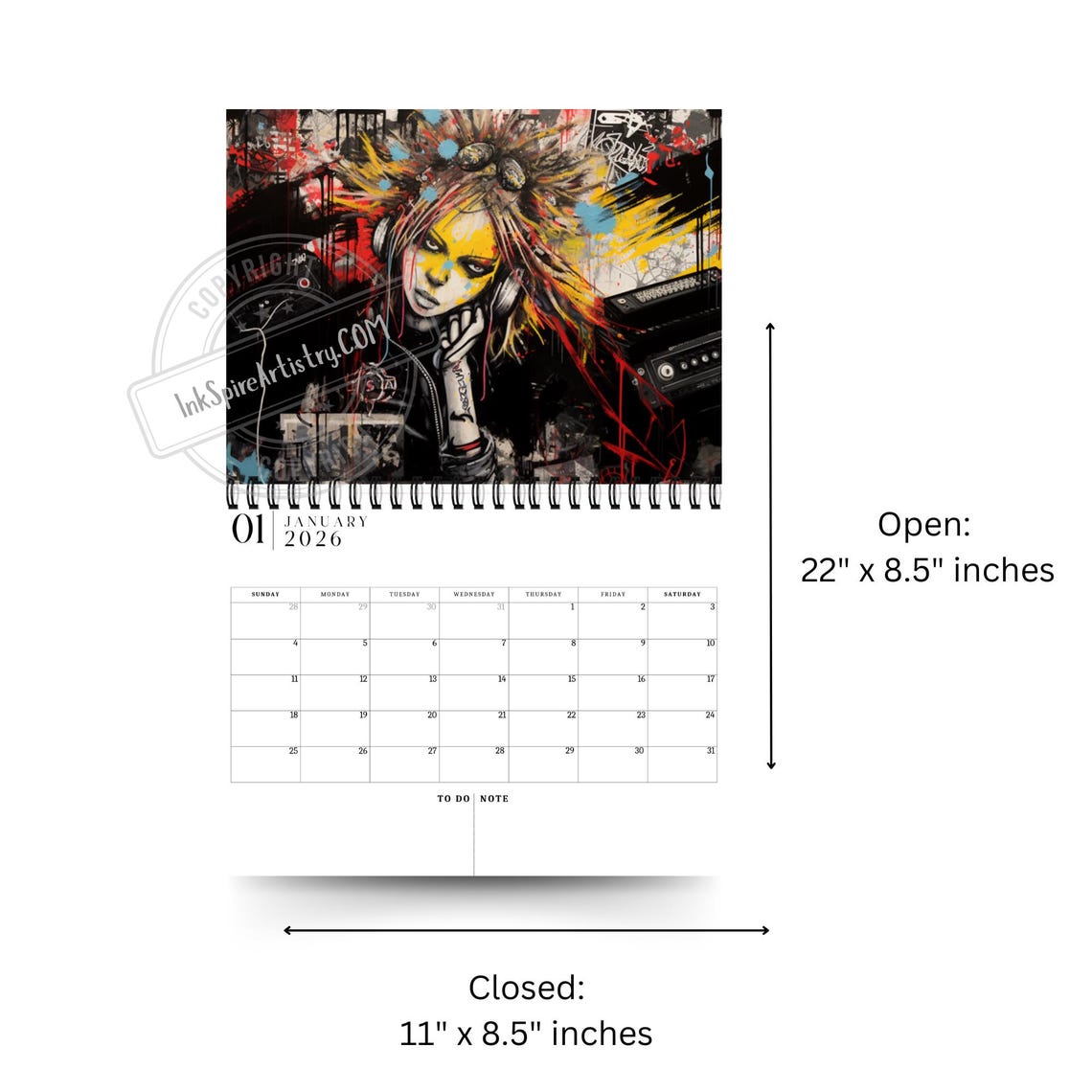 2026 Punk Rock Calendar: Spiral Bound Monthly Planner - Etsy