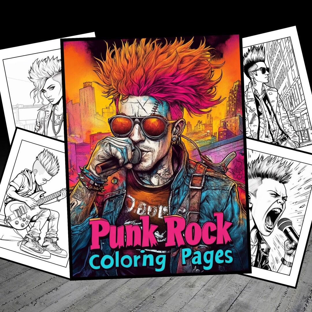 Punk Rock Coloring Pages Rocker Coloring Page Printable Coloring Adult ...