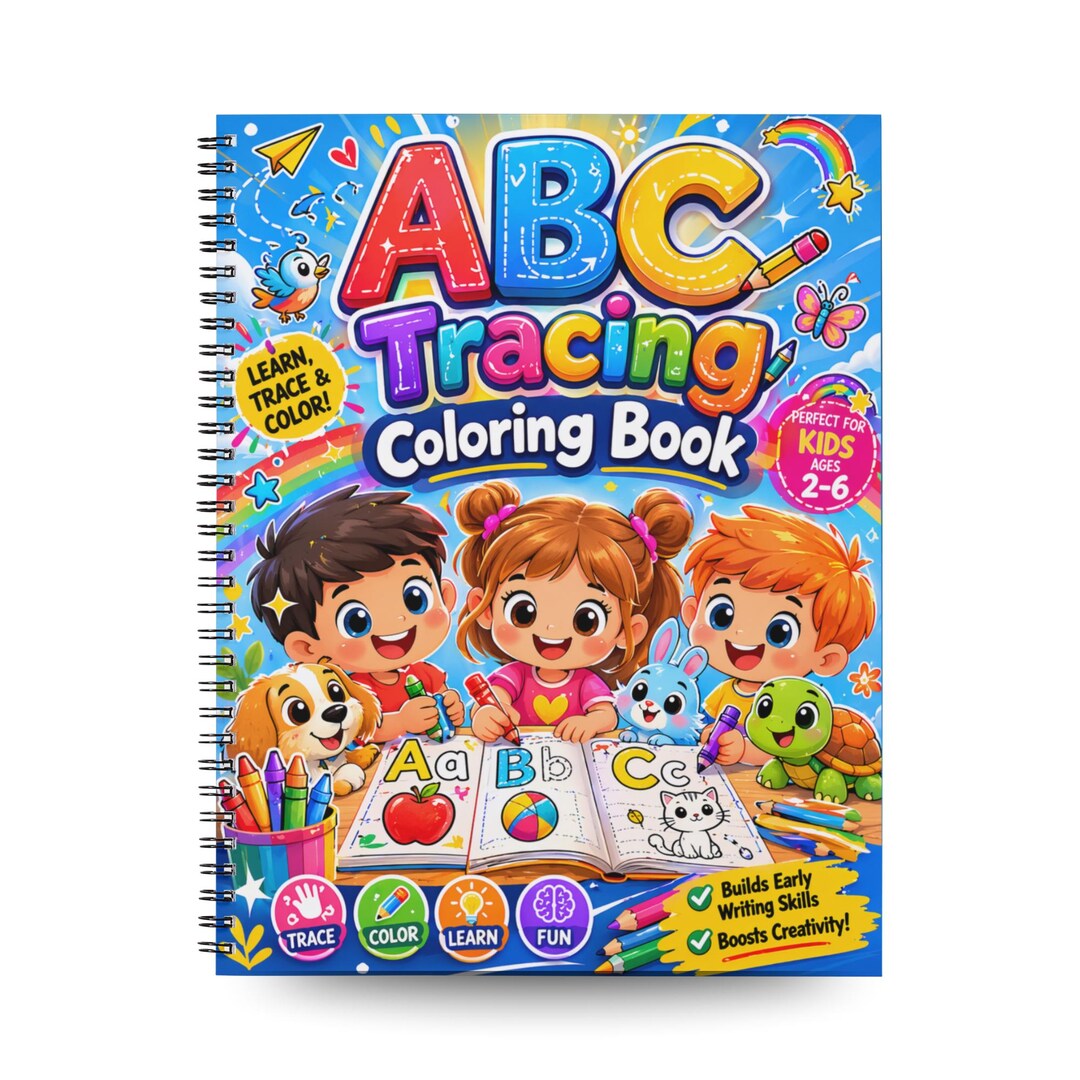 ABC Tracing Coloring Book | Prek Worksheets for Kids Ages 2 to 6 - Etsy