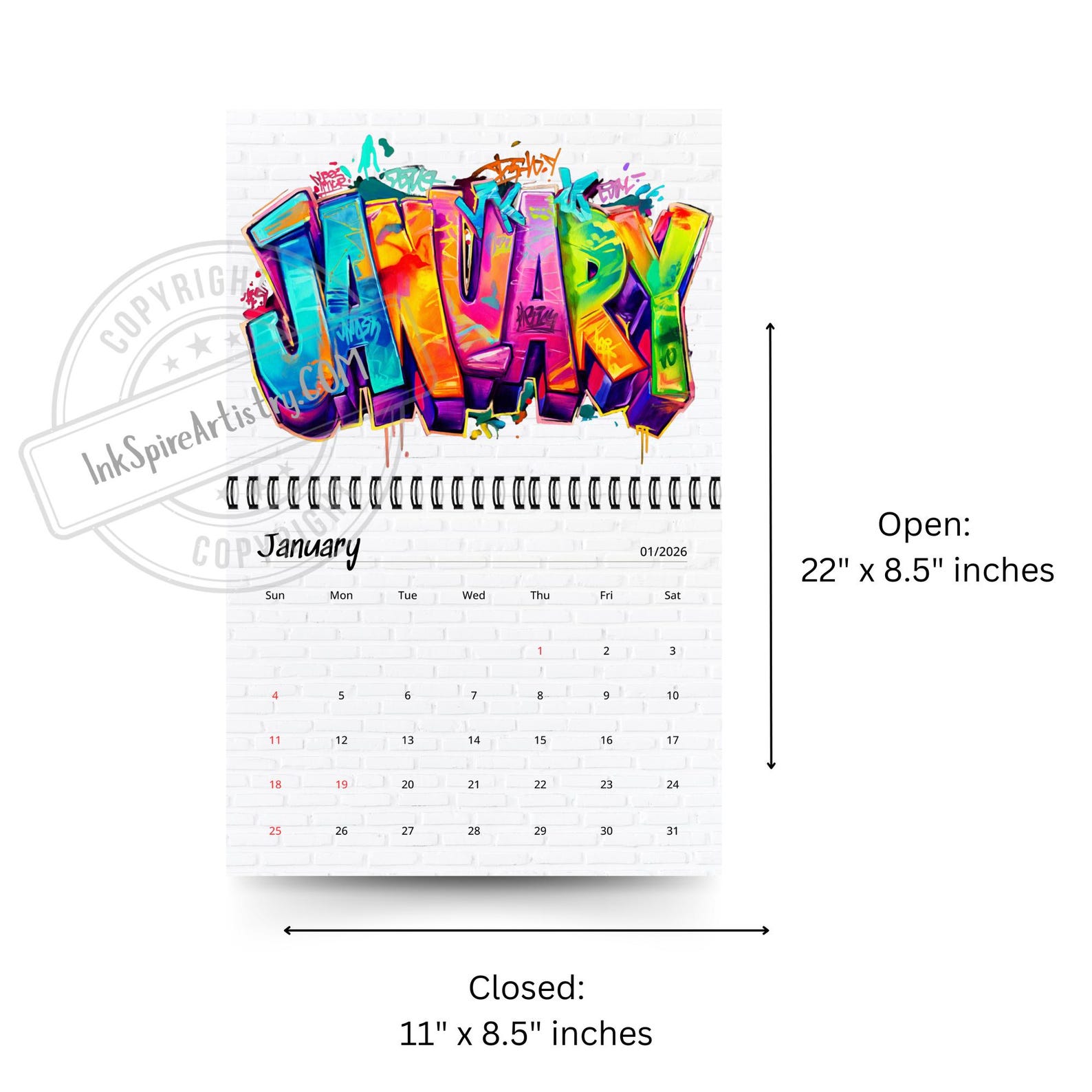 2026 Hip-hop Graffiti Calendar: 12-month Wall Planner - Etsy