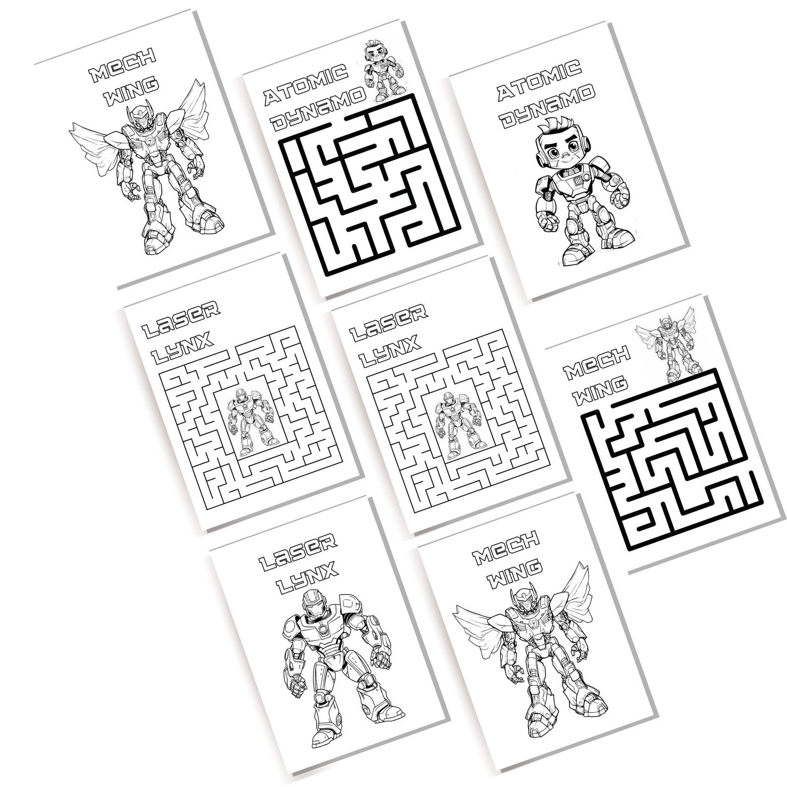 Kids Robot Activity Pages: 40 Bold Coloring Pages, Word Search & Maze ...