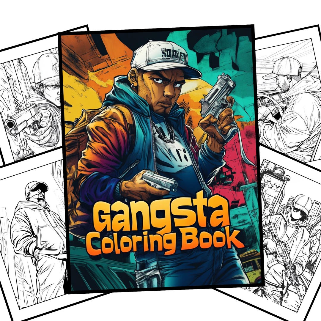 Gangsta Coloring Book: A Hip-hop & Graffiti Grayscale Coloring ...