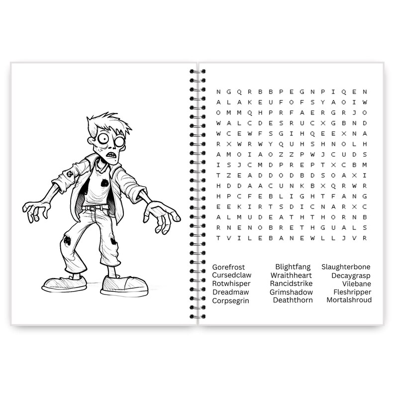 Zombie Activity Book: Word Search, Maze & Coloring Pages - Toddler Busy ...