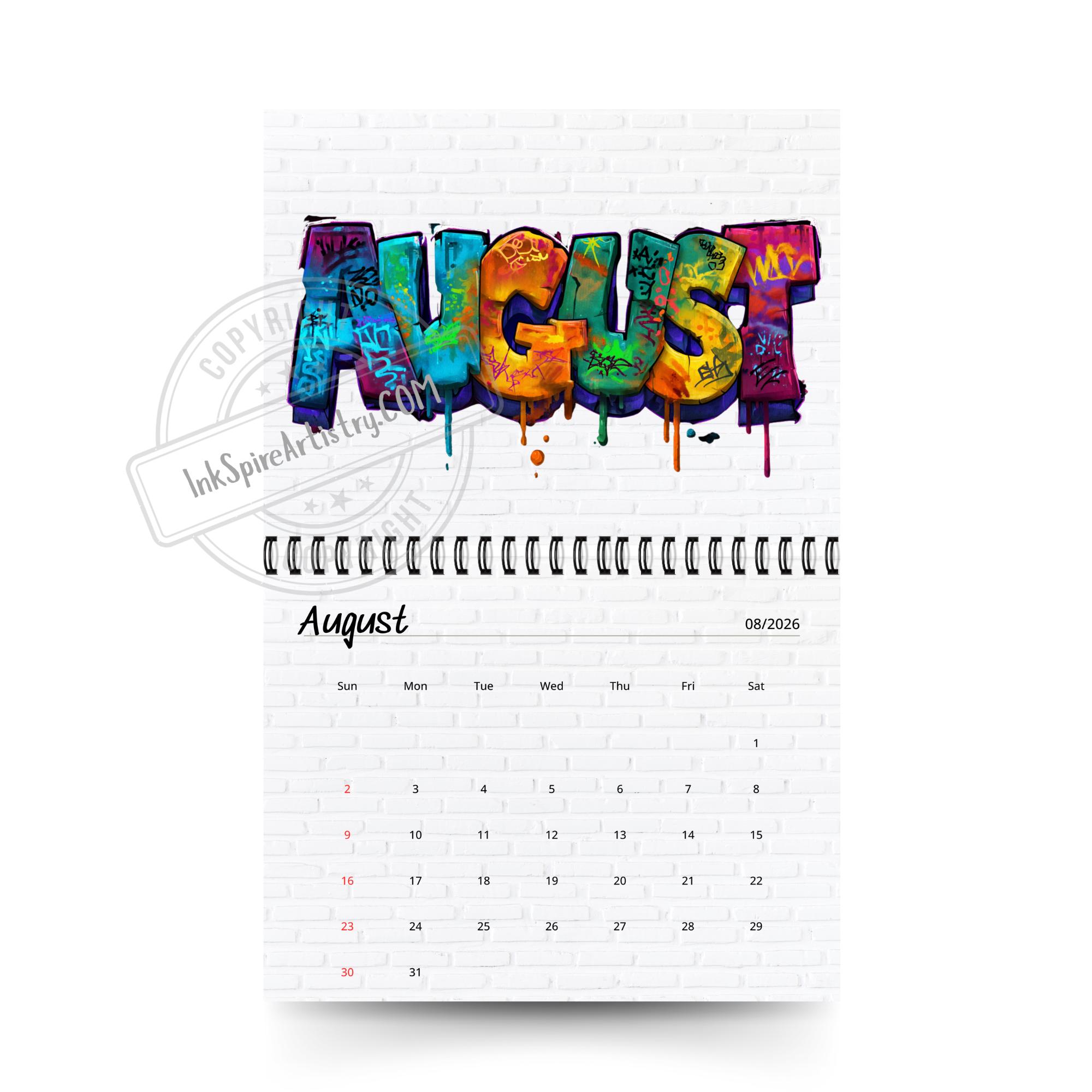 2026 Hip-hop Graffiti Calendar: 12-month Wall Planner - Etsy
