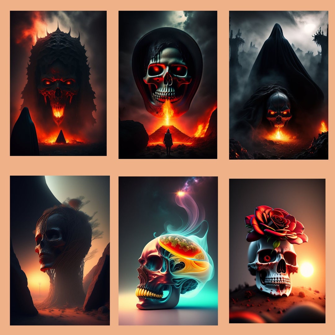 Set of 25 Skull Head Digital Downloads Goth Skull Art - Etsy