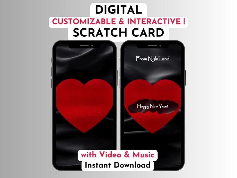 Digital Scratch Card Holiday Greetings New Year Invite Surprise Gift ...