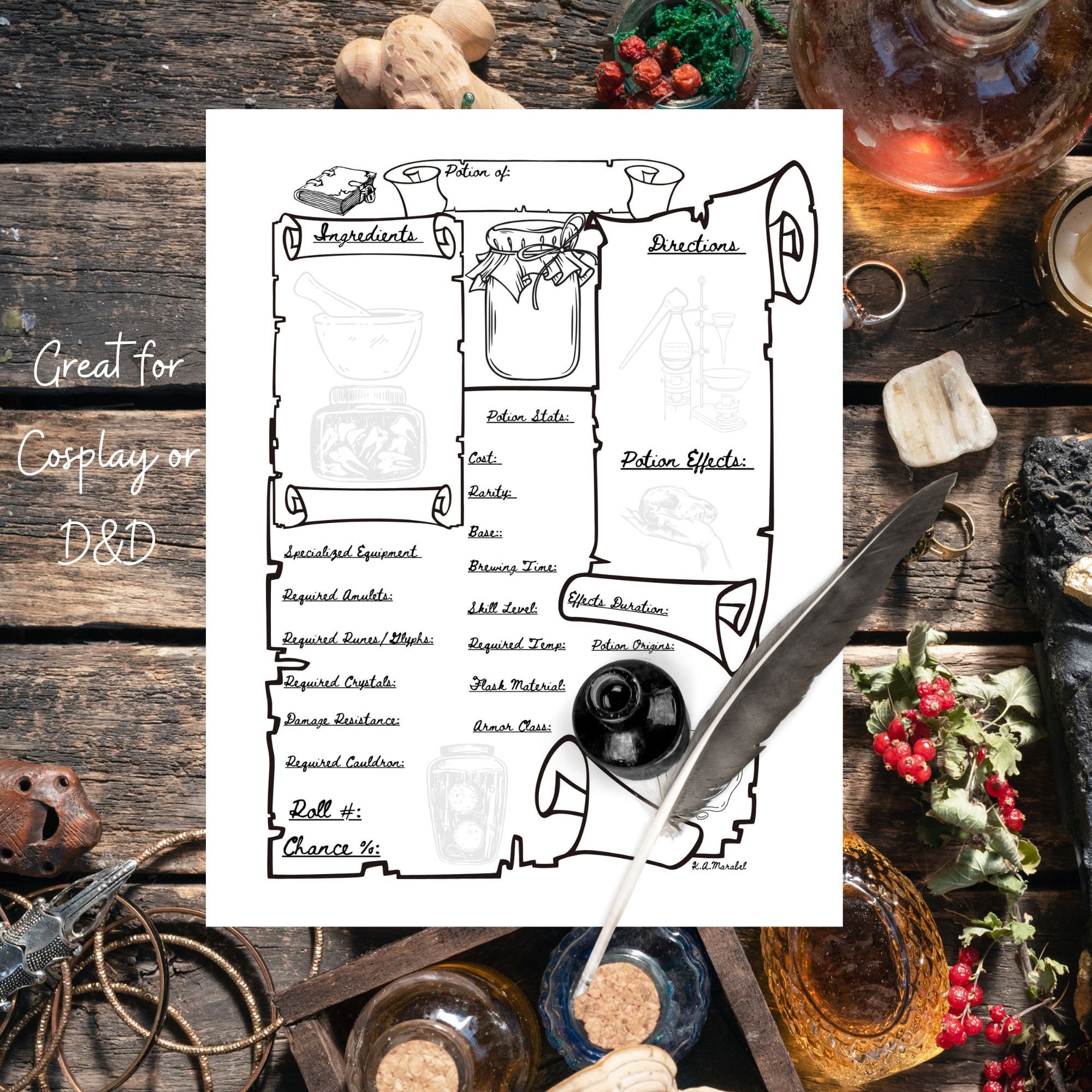 Fill-in Potion Sheets for Cosplay, Larping, and Creative Writing 8x10 ...