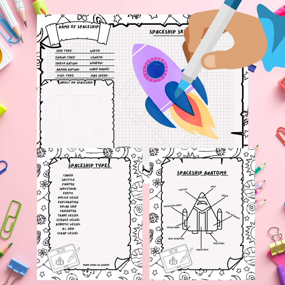 Spaceship Design Sheets in 8x10 Digital Download for Creative Writing ...