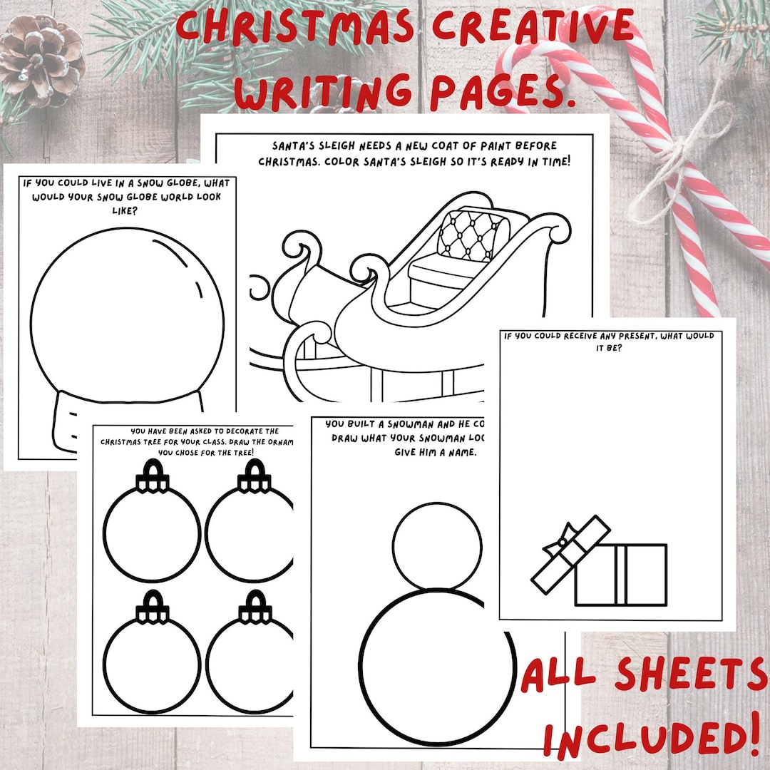 Christmas Activity Pages Digital Download for Creative Writing and ...