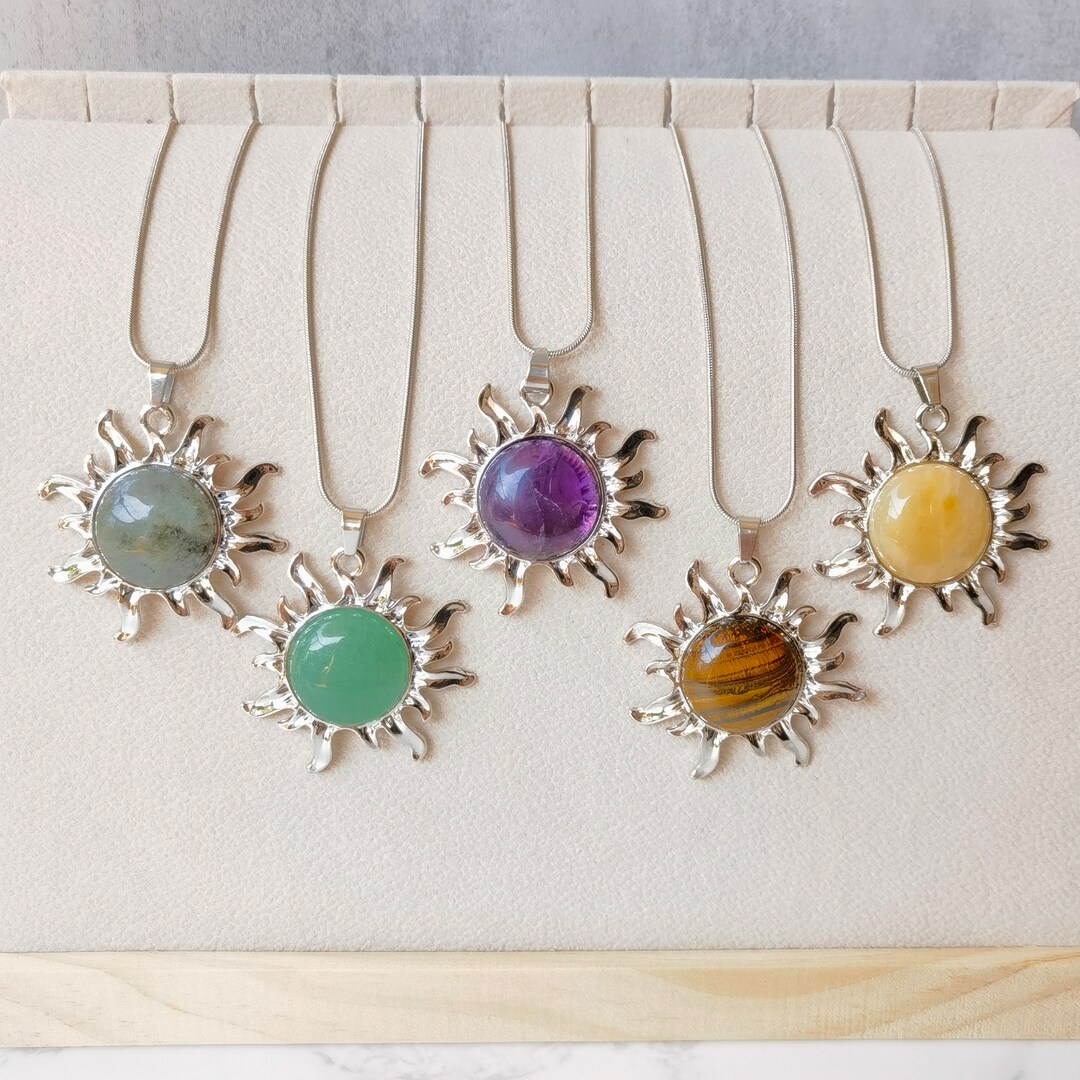 Solar Radiance: Handcrafted Sun-shaped Crystal Pendant Necklace ...