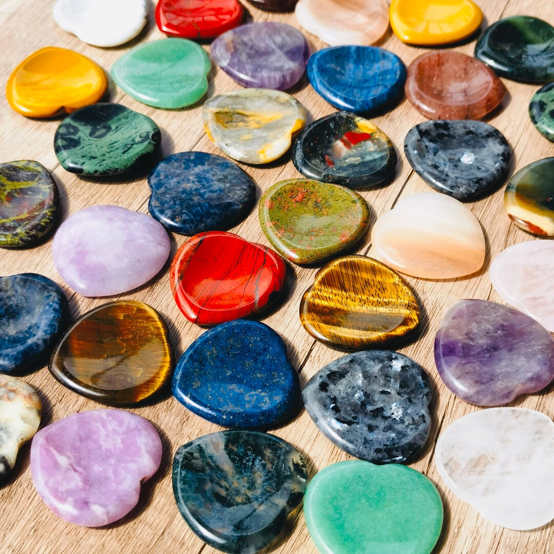 1.6 Inch Worry Stone, Heart Shaped Anti Anxiety Crystal, Meditation ...