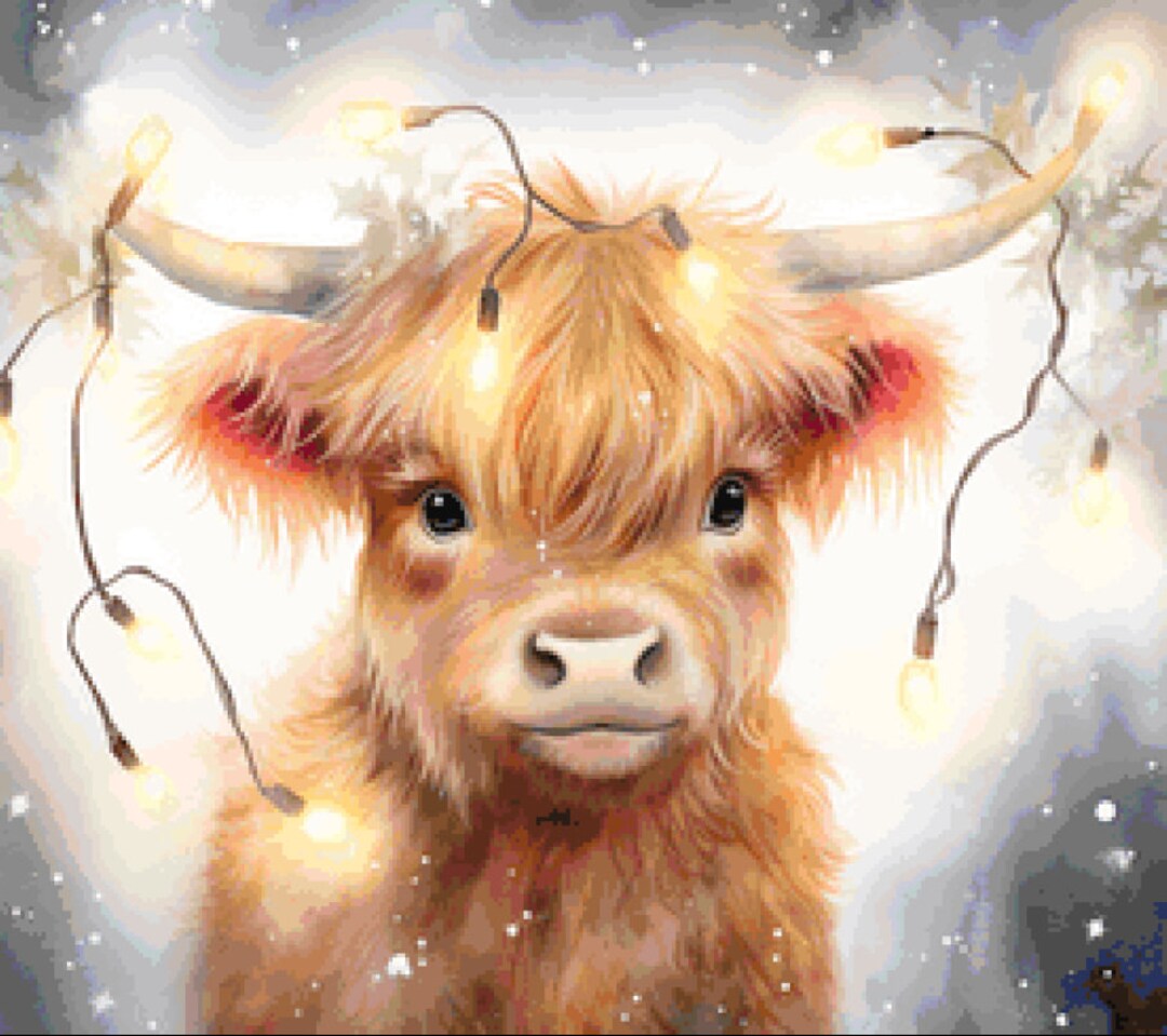 Cross Stitch Christmas Highland Cow 4 PDF Counted Cross Stitch Pattern ...