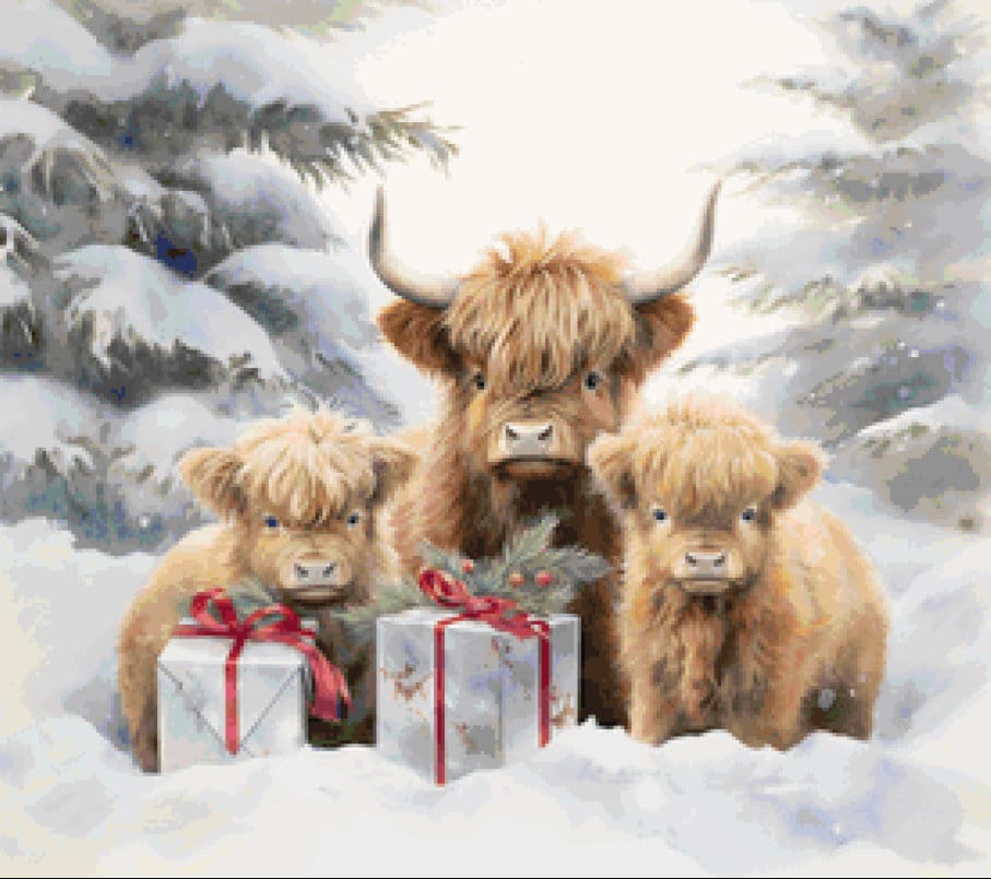 Cross Stitch Christmas Highland Cow 17 PDF Counted Cross Stitch Pattern ...