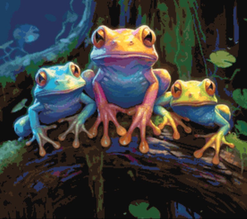 Cross Stitch Neon Frogs 1 PDF Counted Cross Stitch Pattern Animal ...