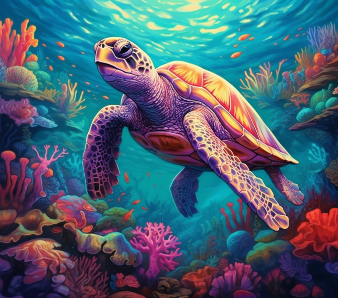 Cross Stitch Wall Decor Neon Turtle #2 PDF Counted Cross Stitch Pattern ...