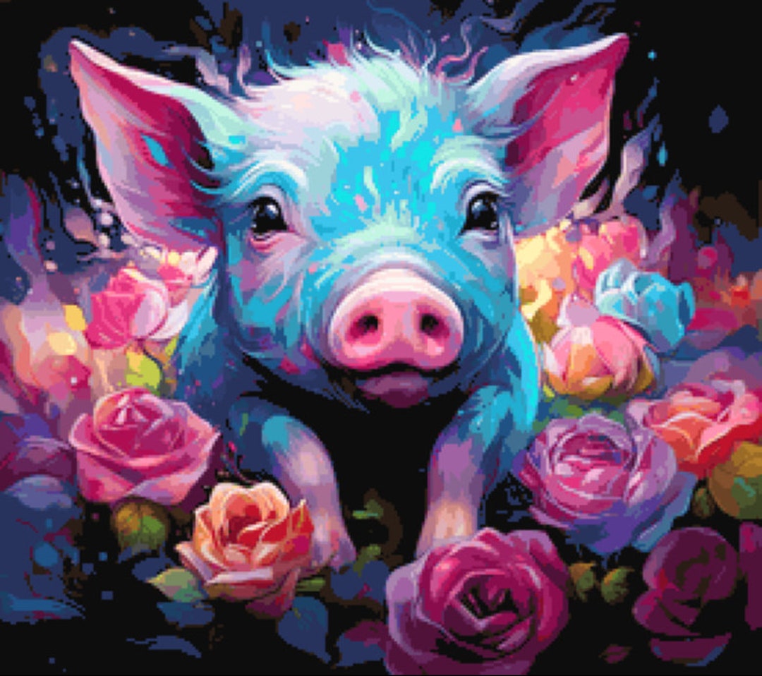 Cross Stitch Pig Neon Animals 2 PDF Counted Cross Stitch Pattern Animal ...