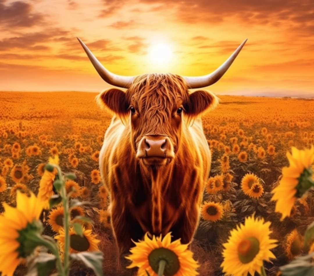 Highland Cow & Sunflowers Cross Stitch Pattern (PDF Download) - Etsy