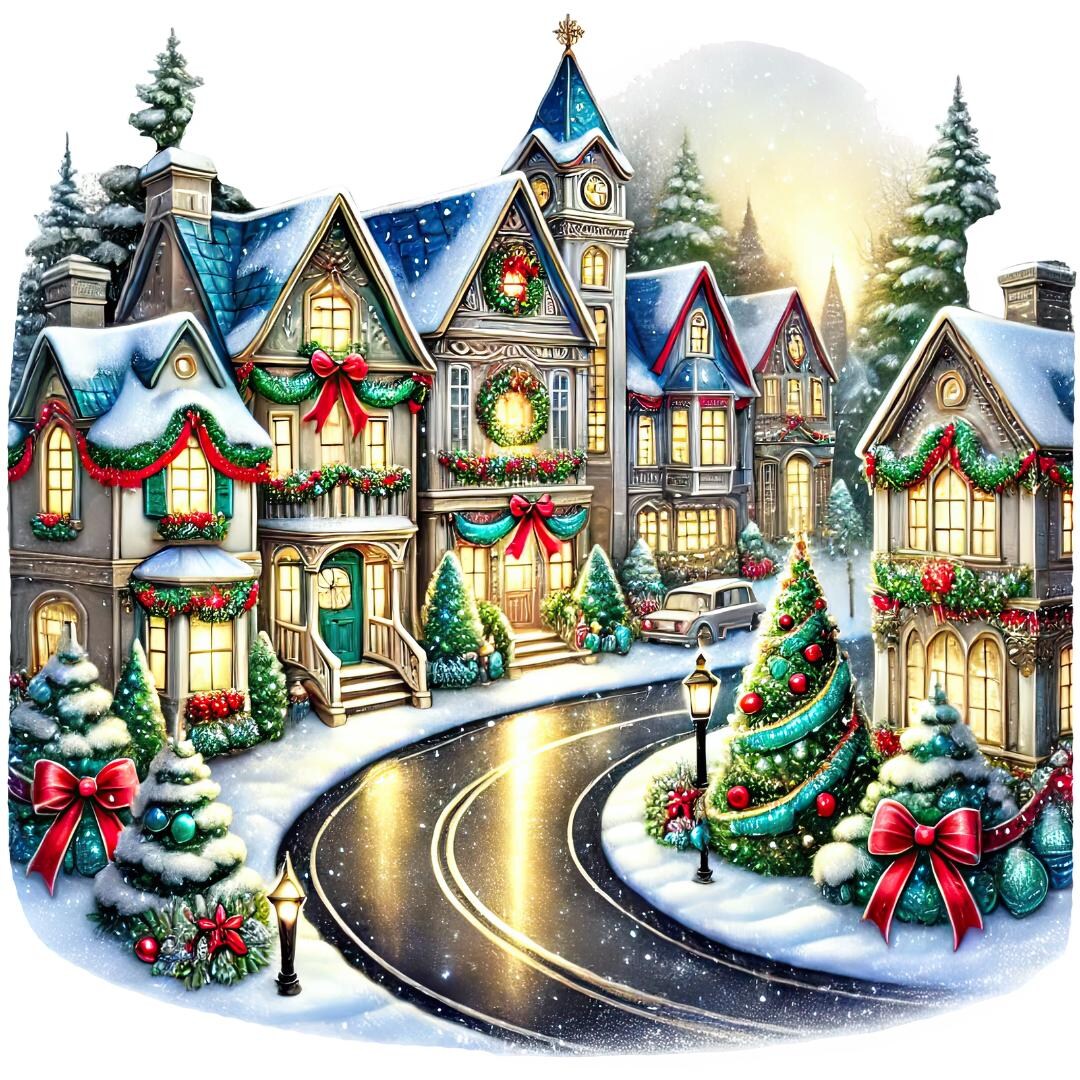 Christmas Cross Stitch Village Watercolor #4 PDF Counted Cross Stitch ...