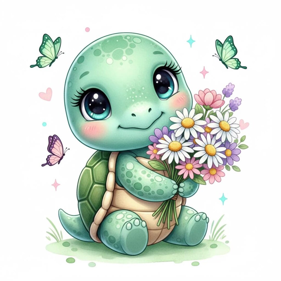 Cute Turtle With Flowers Cross Stitch Pattern, Nursery Decor (PDF ...