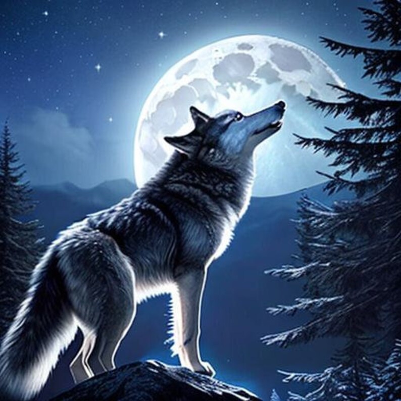 Cross Stitch Wolf Howling at the Moon #6 PDF Counted Cross Stitch ...