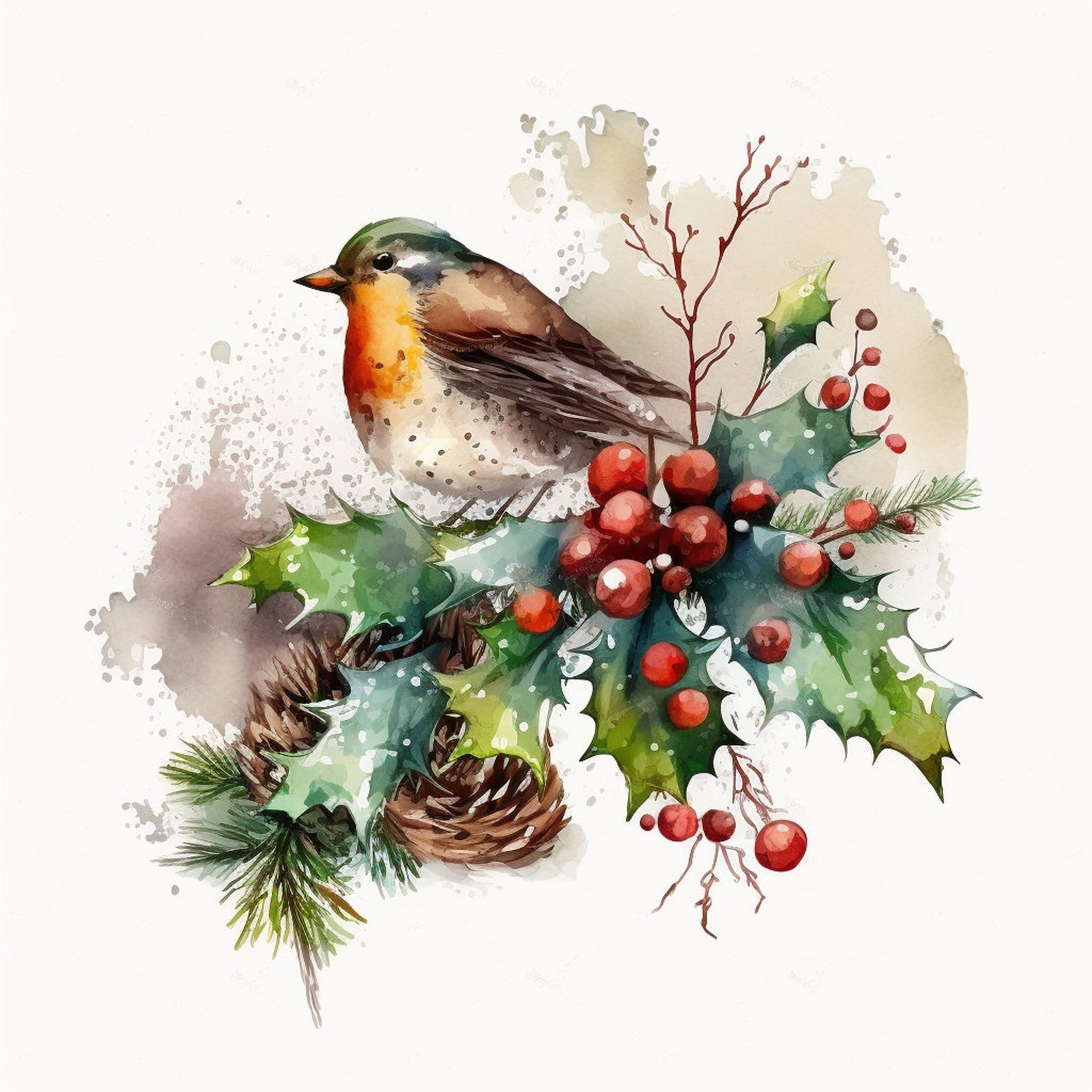 Cross Stitch Christmas Bird Watercolor #32 PDF Counted Cross Stitch ...