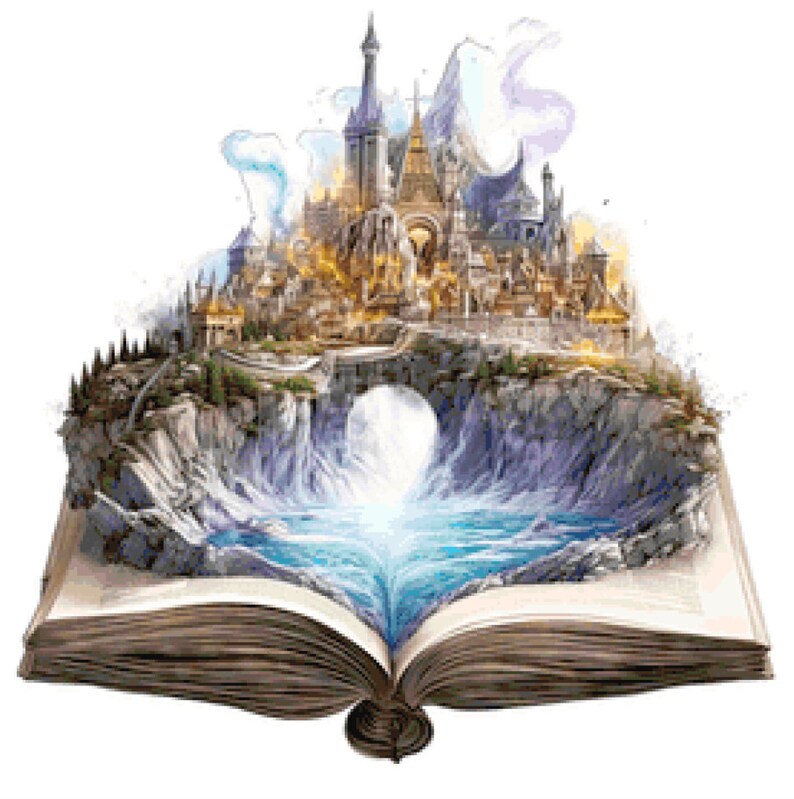 Fantasy Book Art Cross Stitch Pattern, DIY Kids Room Decor (PDF) - Etsy