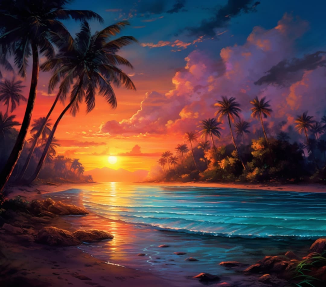 Beach Sunset Cross Stitch Pattern, Ocean View Needlework (PDF Download ...