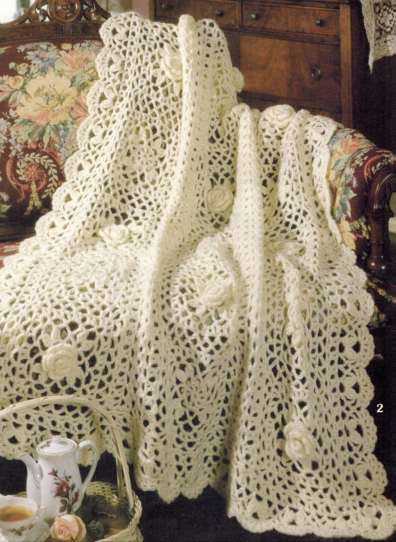 Vintage "romancing the Rose" Crochet PDF Pattern Booklet, Blankets ...