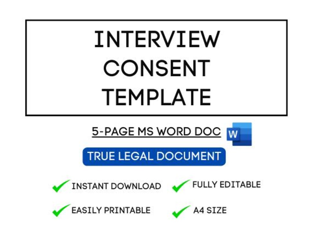 Interview Consent Agreement Template - Editable and Easy to Use - Etsy