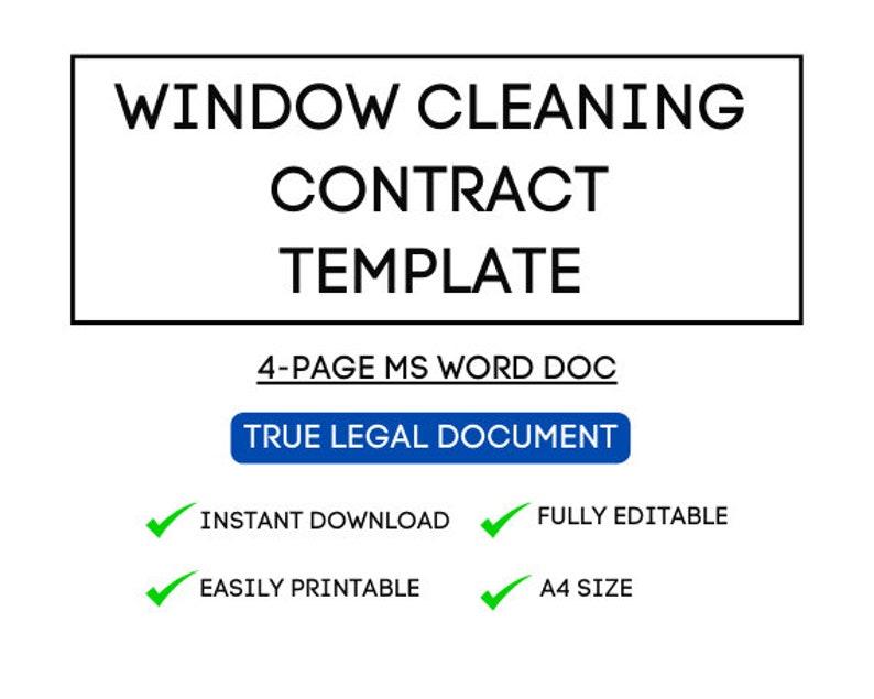 Sparkling Window Cleaning Service Agreement Template - Etsy