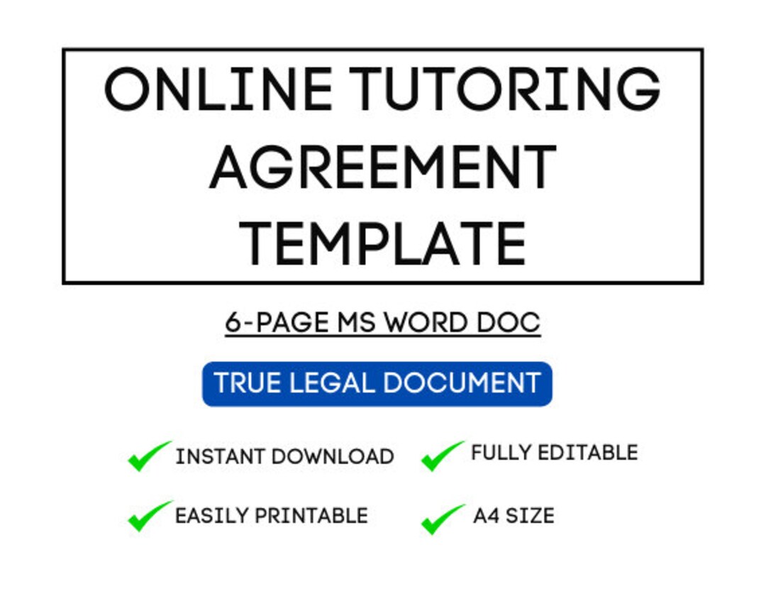 Simple Online Tutoring Contract Template - Etsy