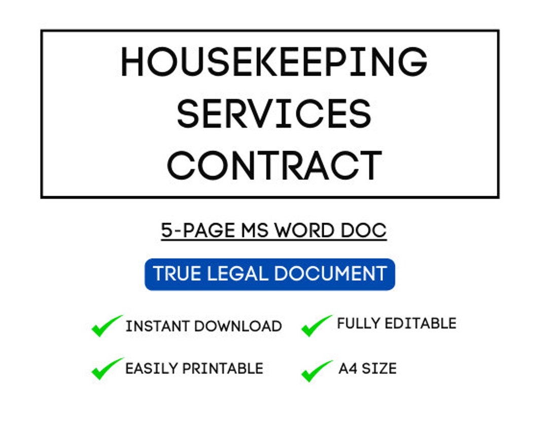 Housekeeping Services Contract Template – Professional & Thorough - Etsy