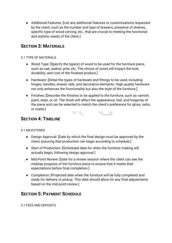 Custom Furniture Making Agreement Template - Etsy