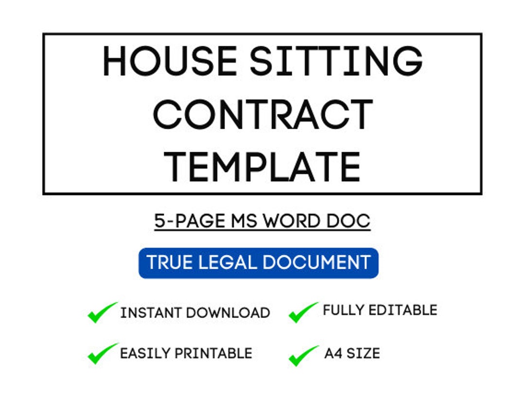 House Sitting Contract Template - Etsy