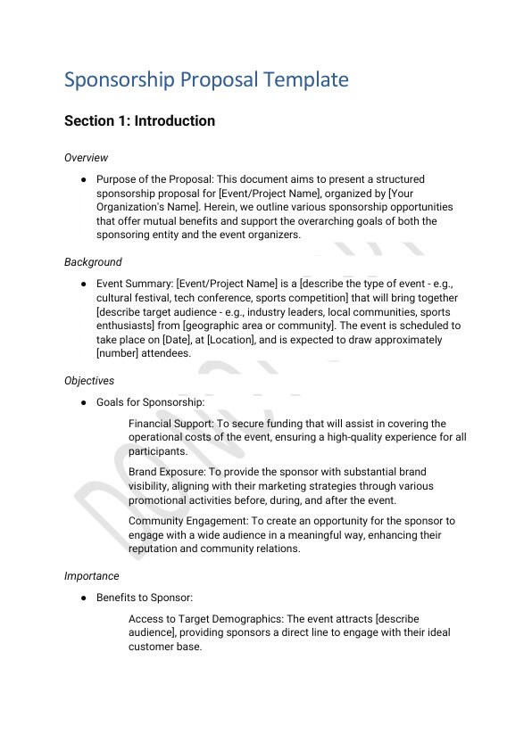 Customizable Sponsorship Proposal Template for Events and Projects - Etsy