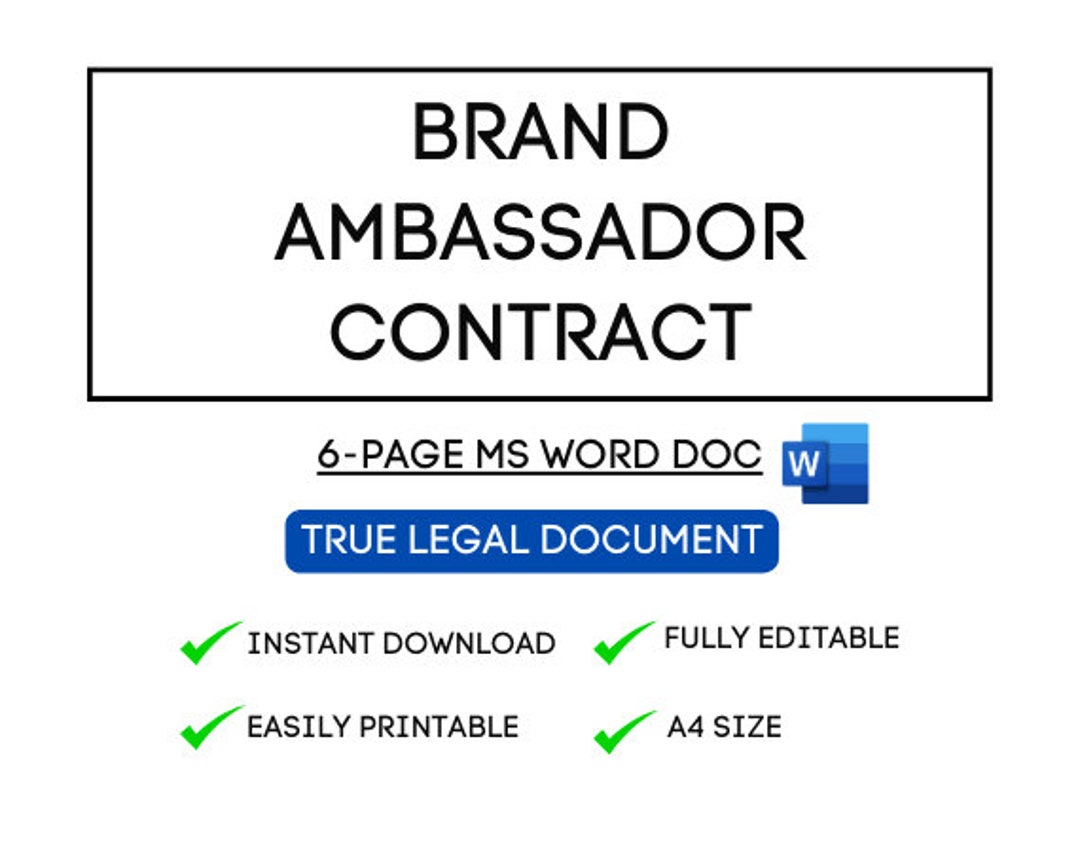 Brand Ambassador Contract Template - Editable & Customizable for ...
