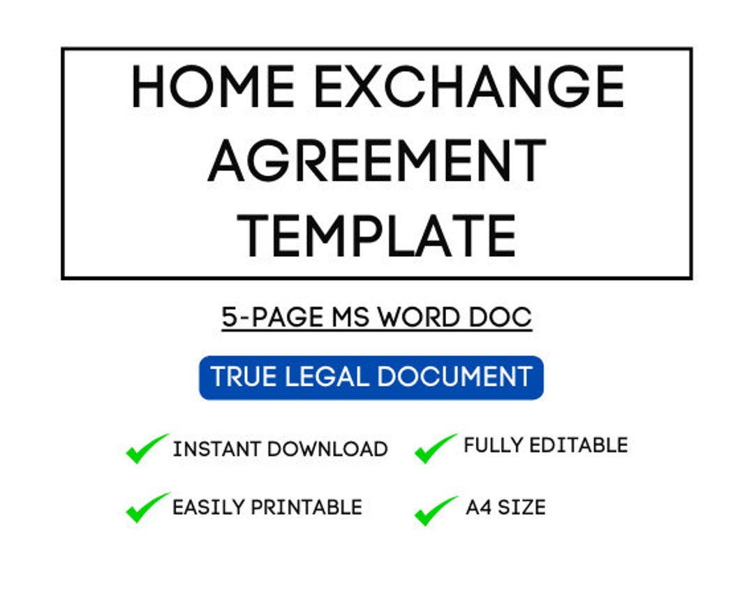 Simple Home Exchange Agreement Template - Etsy