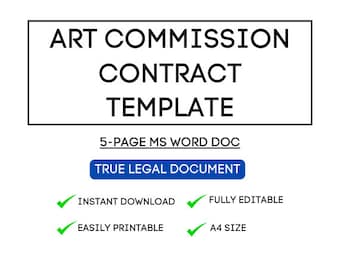 Artist Commission Contract Template Word / PDF - Fully Customizable and ...
